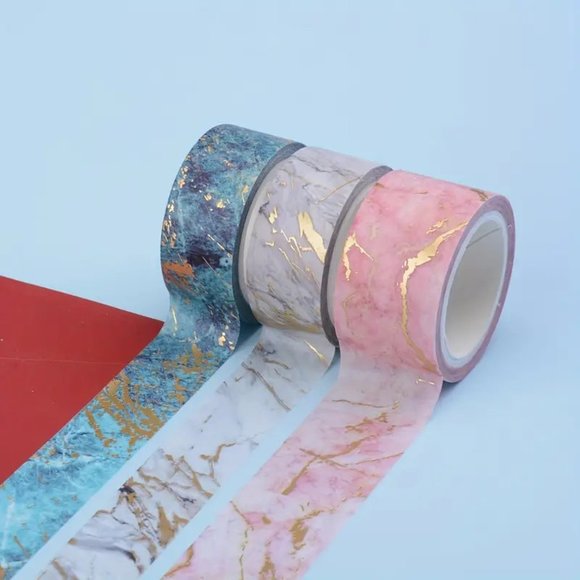 Office | New Set Of 3 Marble Washi Tape Retro Decorative Tape Masking ...